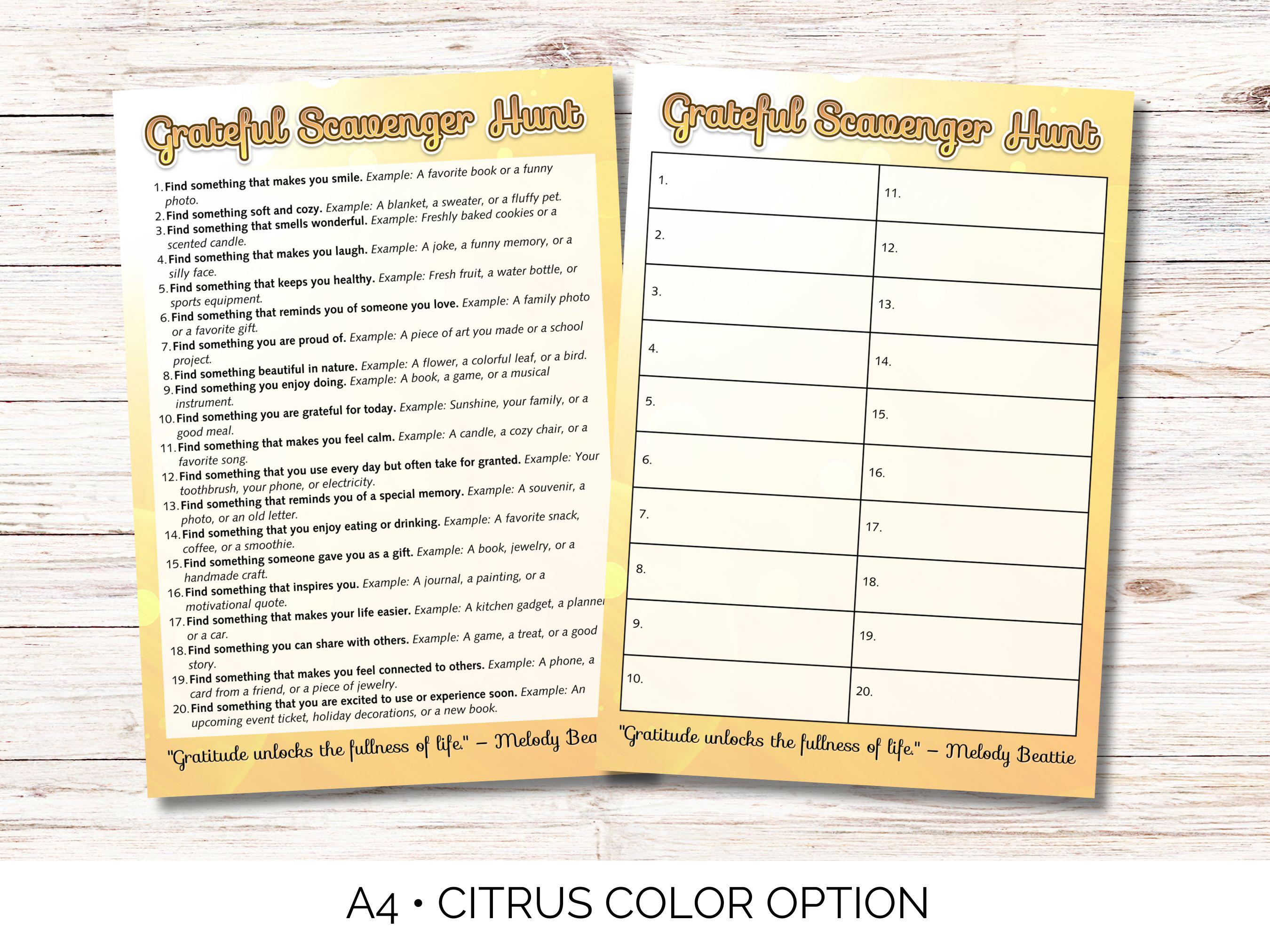 Grateful Scavenger Hunt | Printable Thanksgiving Game for Families ...