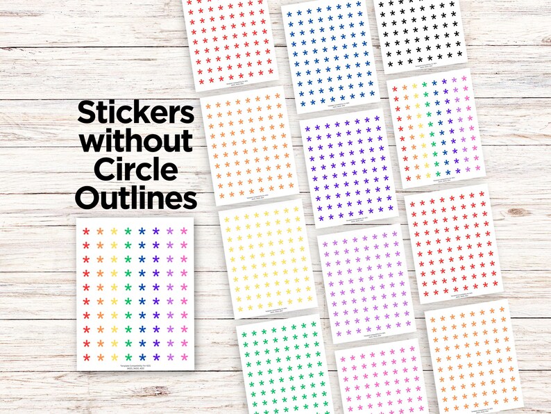 Printable Asterisk Stickers: Rainbow Planner Stickers (PDF Download) - Etsy