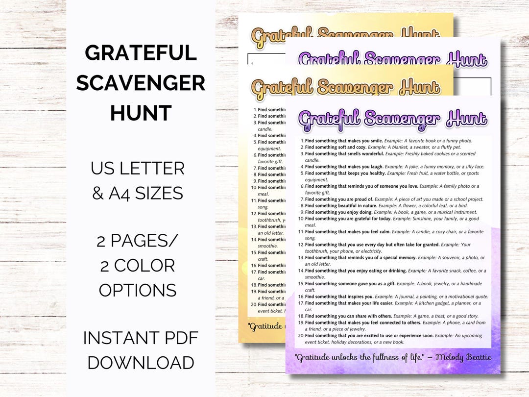 Grateful Scavenger Hunt | Printable Thanksgiving Game for Families ...