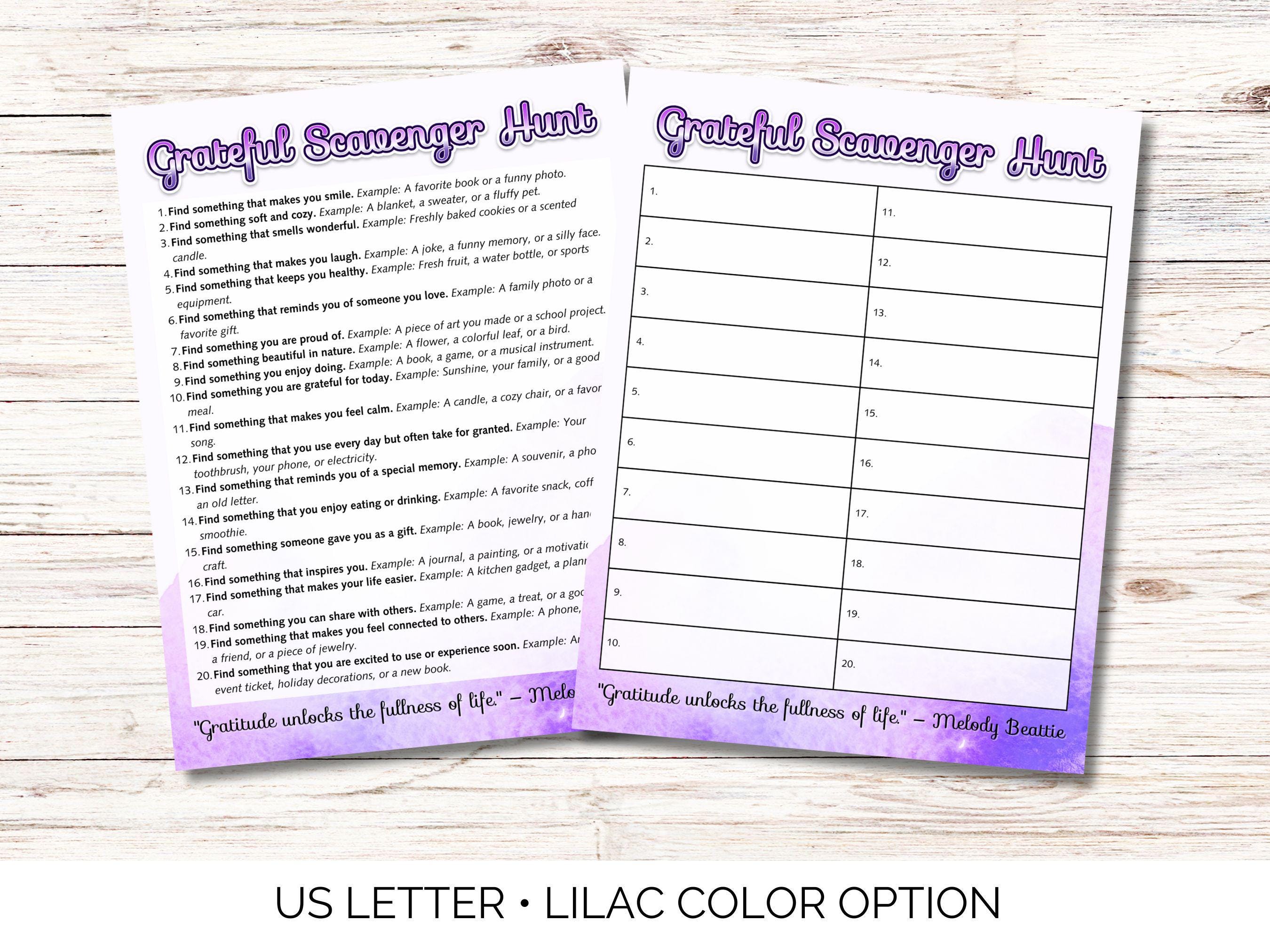 Grateful Scavenger Hunt | Printable Thanksgiving Game for Families ...