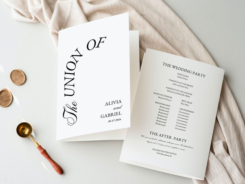 Catholic Wedding Program Template: Classic Minimalist Design (printable ...