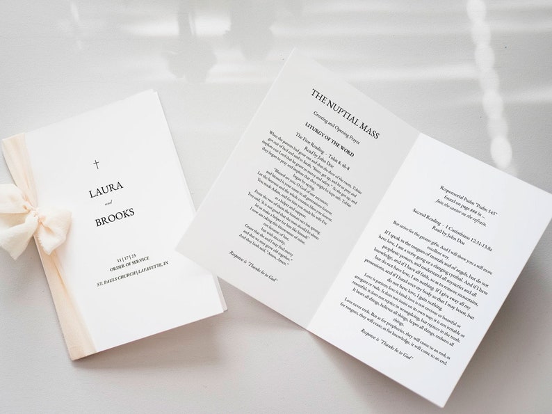 Printable Wedding Program - Catholic Wedding Ceremony Program (classic ...