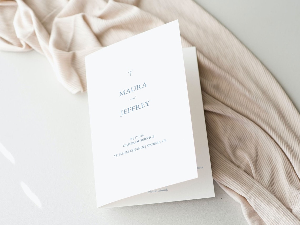 Catholic Wedding Program Template: Classic Minimalist Design (printable ...