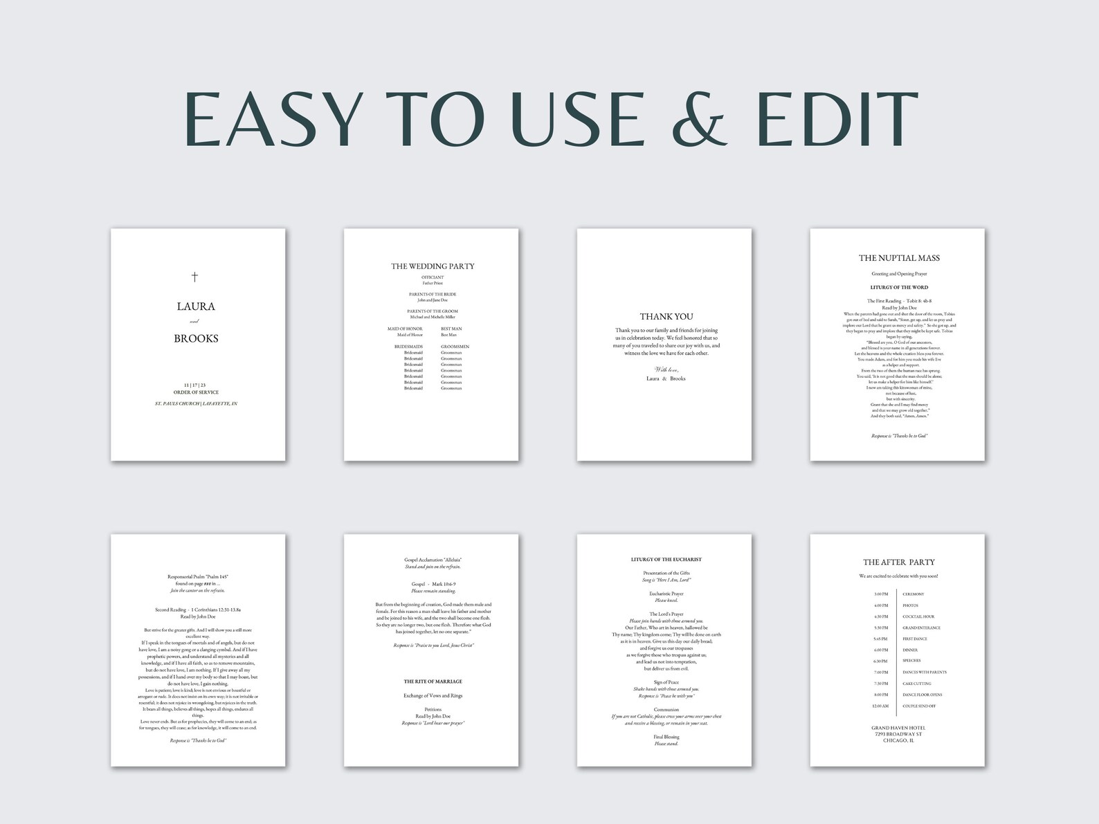 Printable Wedding Program - Catholic Wedding Ceremony Program (classic ...