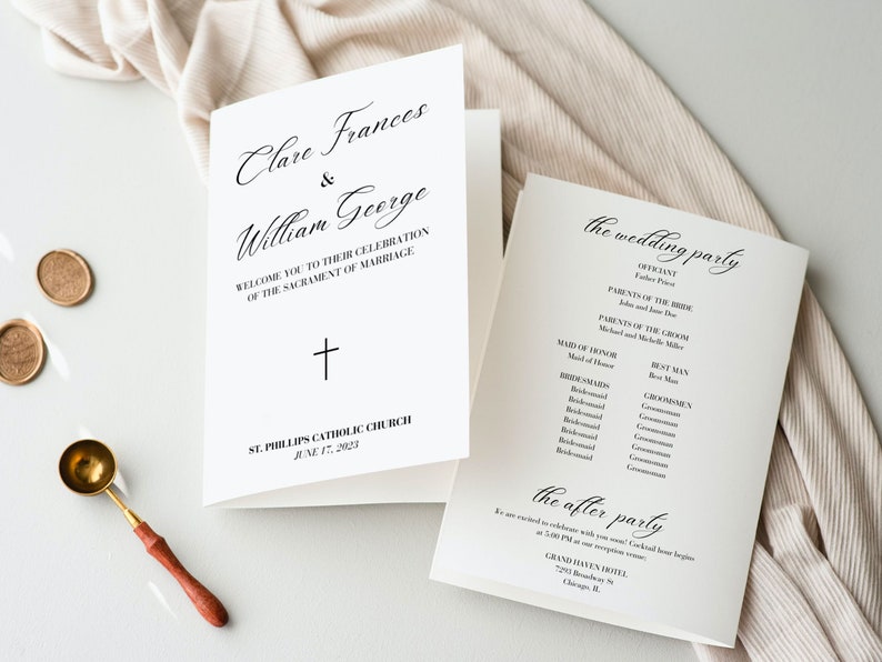 Printable Wedding Program - Catholic Wedding Ceremony Program (classic ...