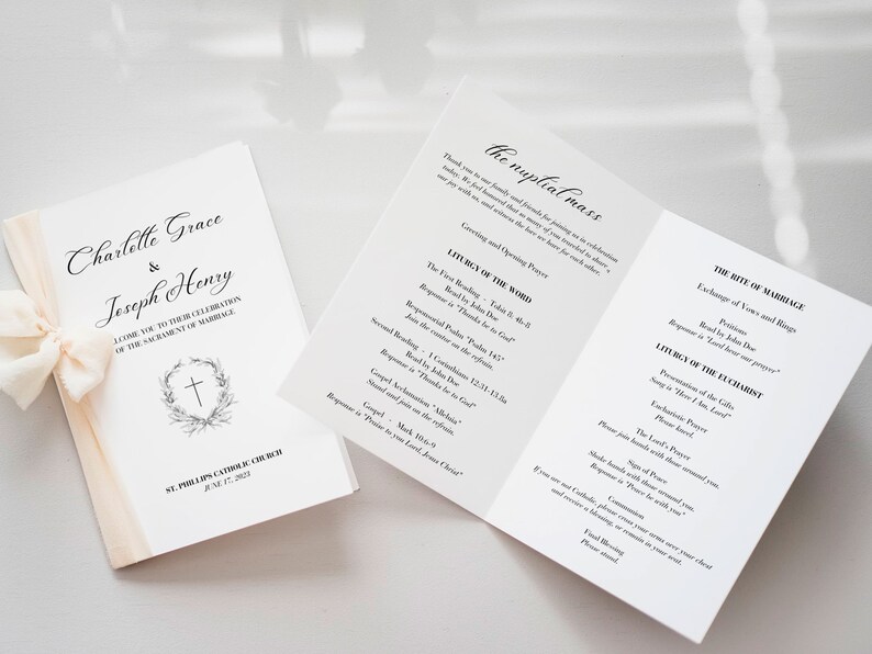 Printable Wedding Ceremony Program - Catholic Wedding Program | Instant ...