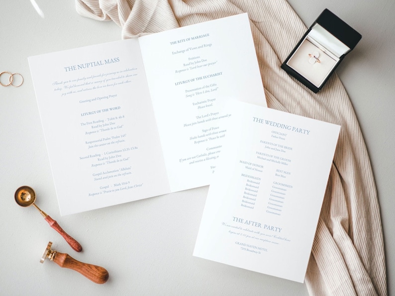 Printable Wedding Program - Catholic Wedding Ceremony Program (classic ...