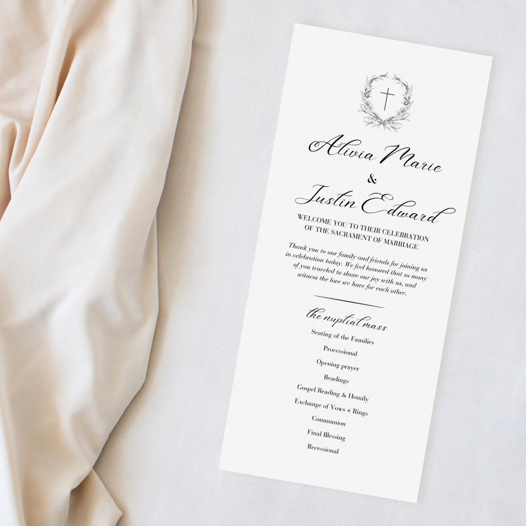 Printable Catholic Wedding Program Template - Instant Download - Etsy