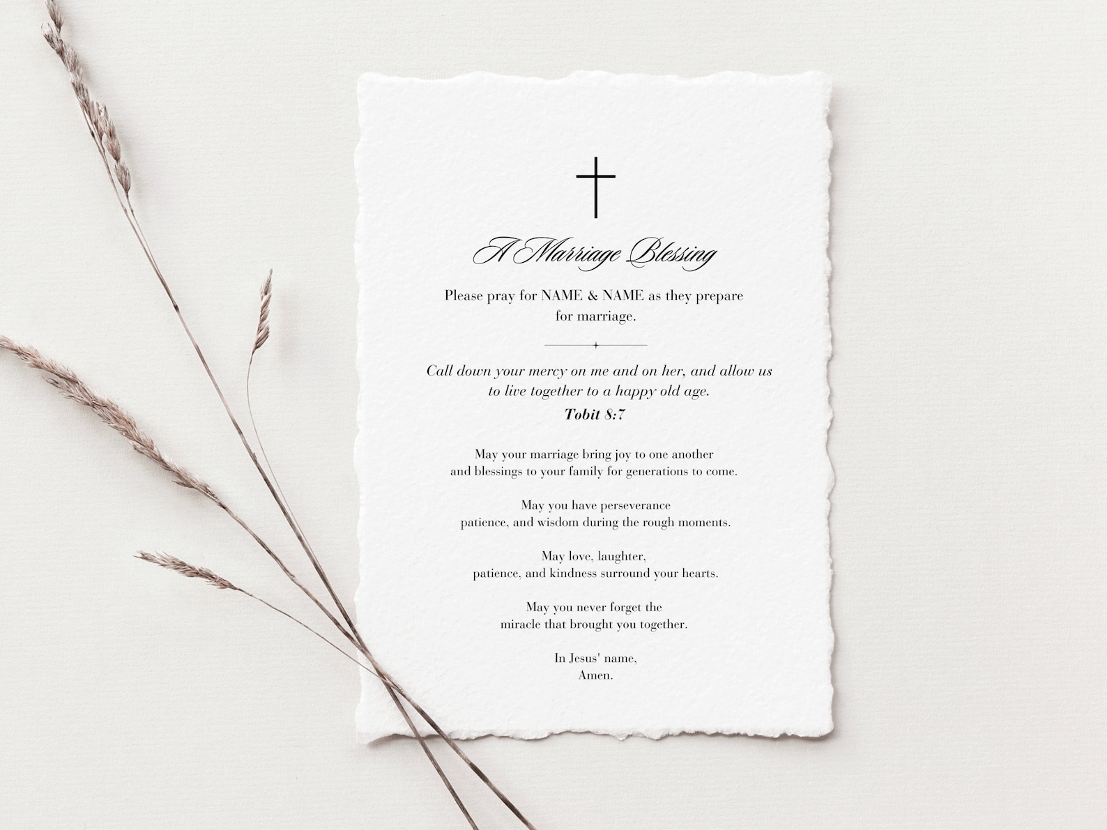 Printable Wedding Program + Prayer Card Template - Instant Download - Etsy