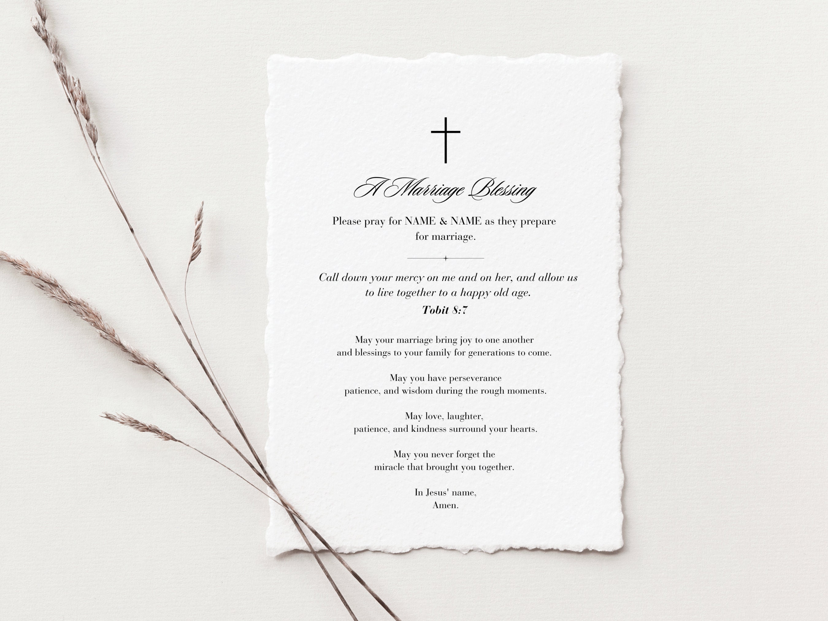 Printable Wedding Program + Prayer Card Template Bundle - Instant ...