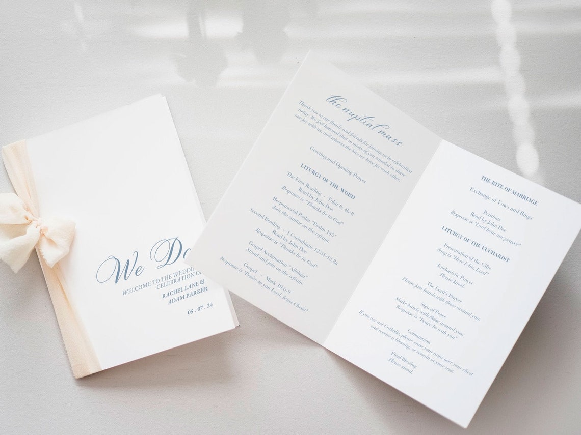 Printable Wedding Program - Catholic Wedding Ceremony Program (classic ...