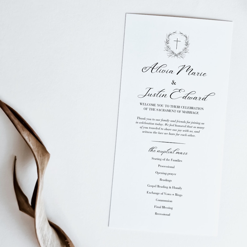 Printable Catholic Wedding Program Template - Instant Download - Etsy
