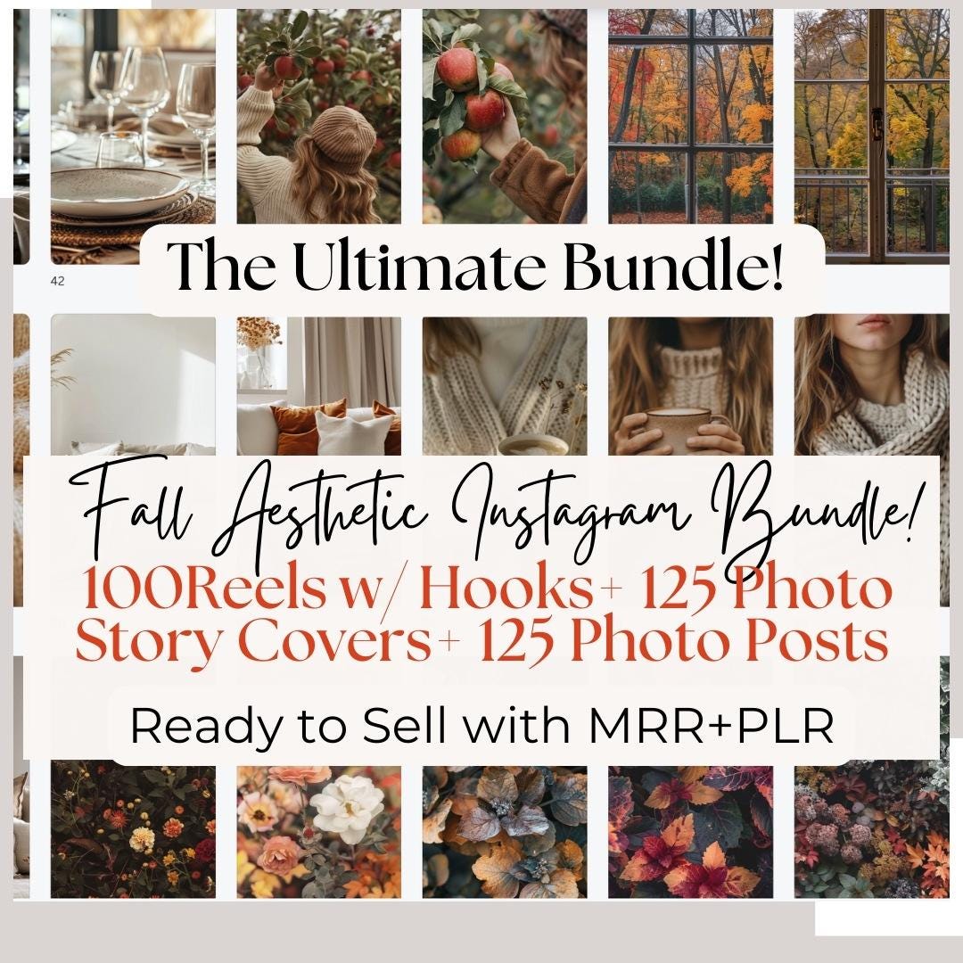 Fall Aesthetic Done-for-you Social Media Bundle | 100 Cozy Minimalist ...