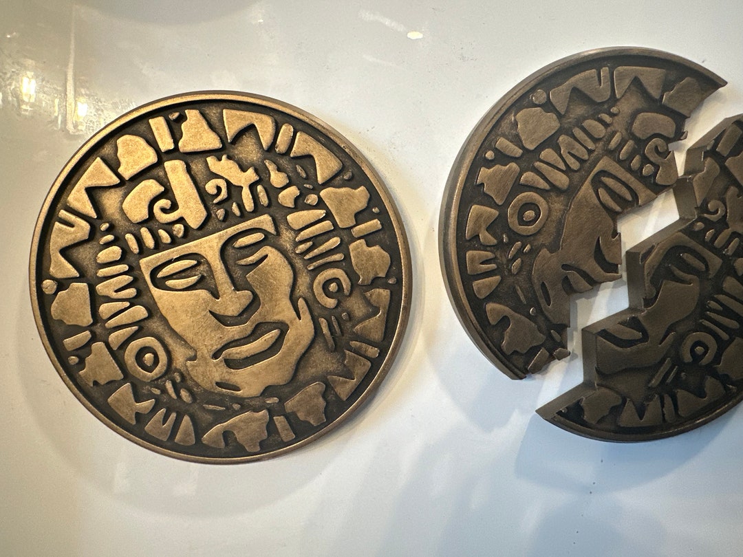 Hand Painted Legends of the Hidden Temple Olmec Medallion Set: 90s ...