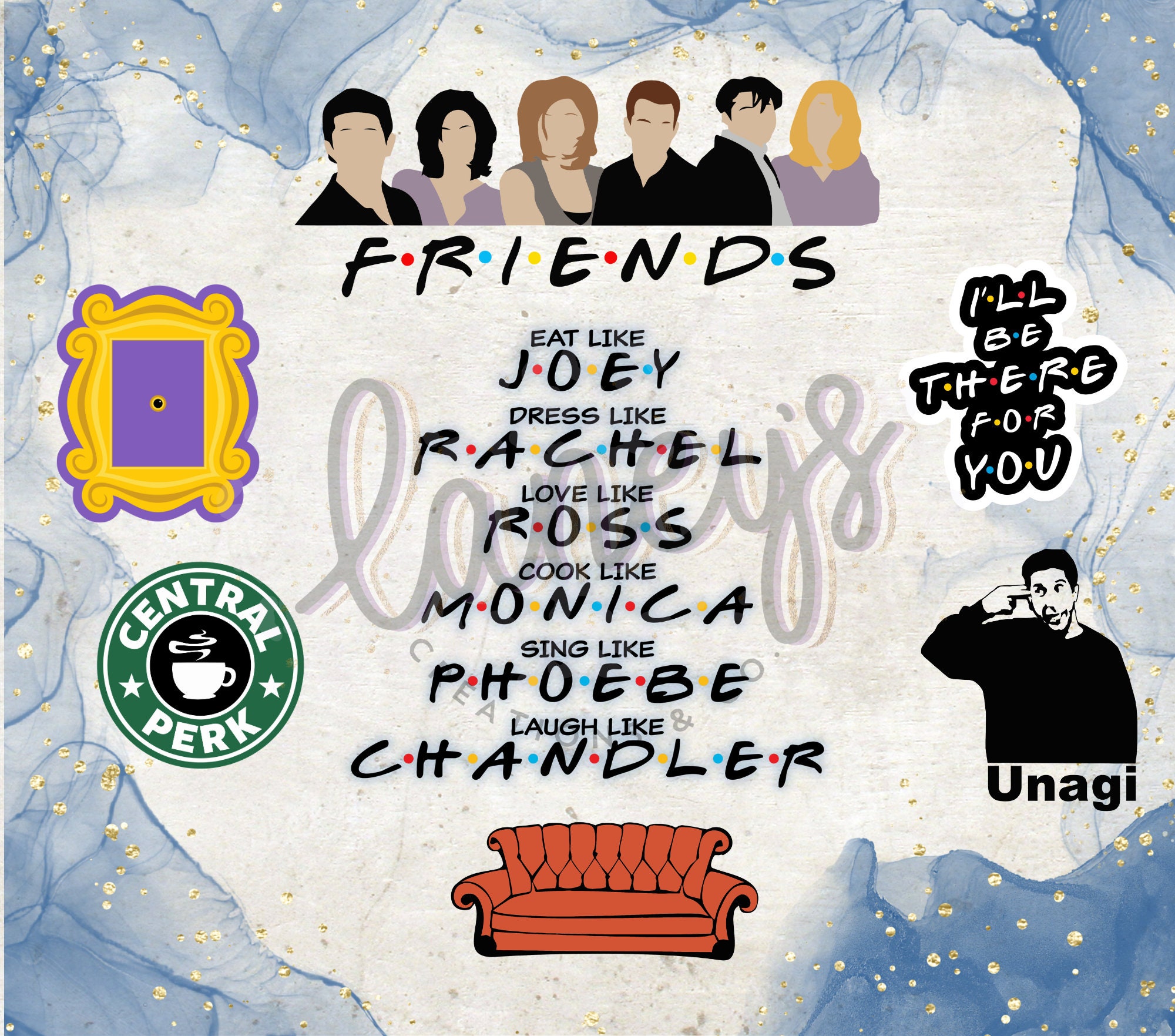 Friends Sitcom Tumbler Wrap Design, Central Perk, Friends Quotes ...