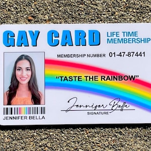 Personalised GAY CARD - Premium Membership With MOTTO With Glitter ...