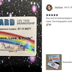 Personalised GAY CARD - Premium Membership With MOTTO With Glitter ...