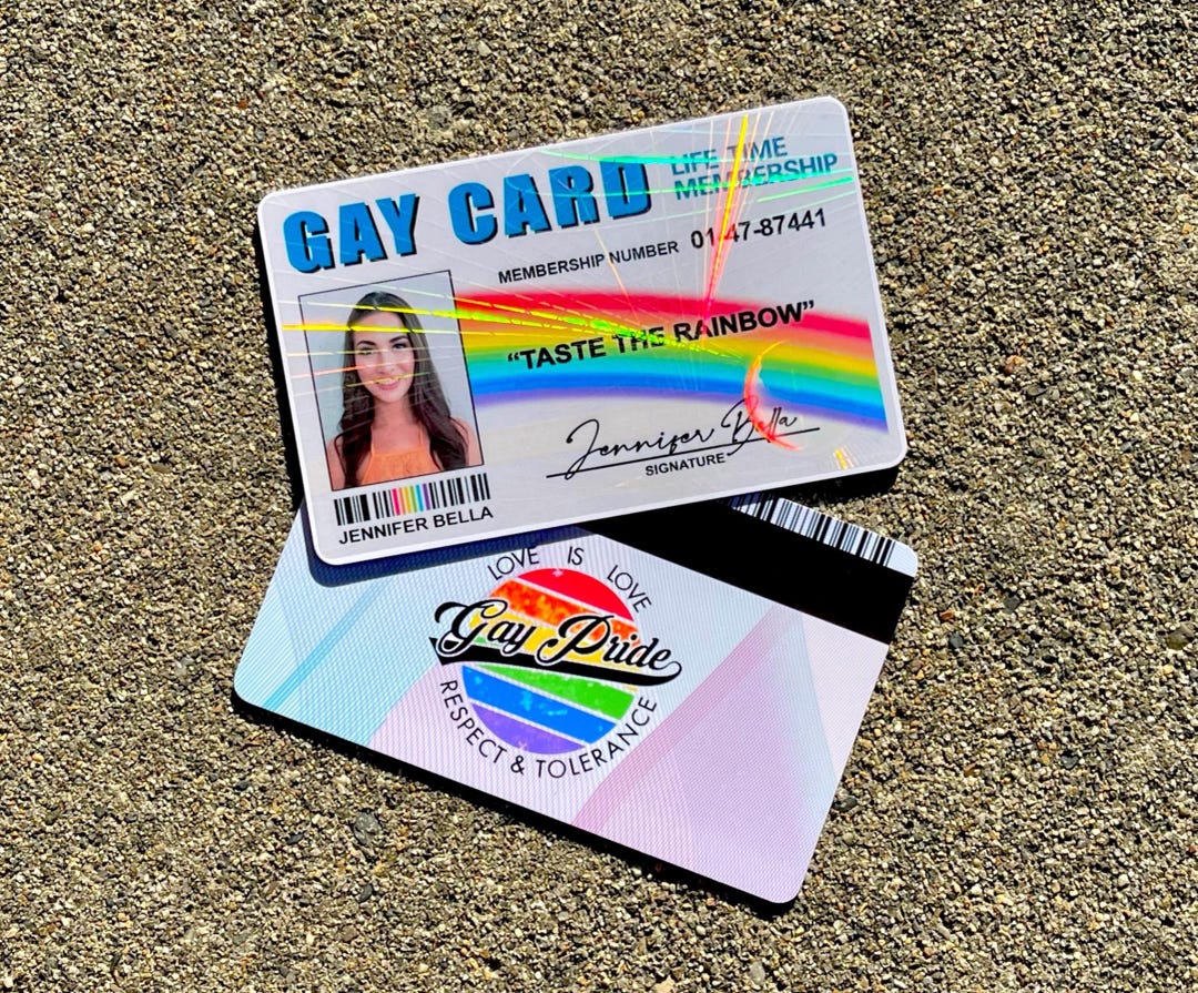 Personalised GAY CARD - Premium Membership With MOTTO With Glitter ...