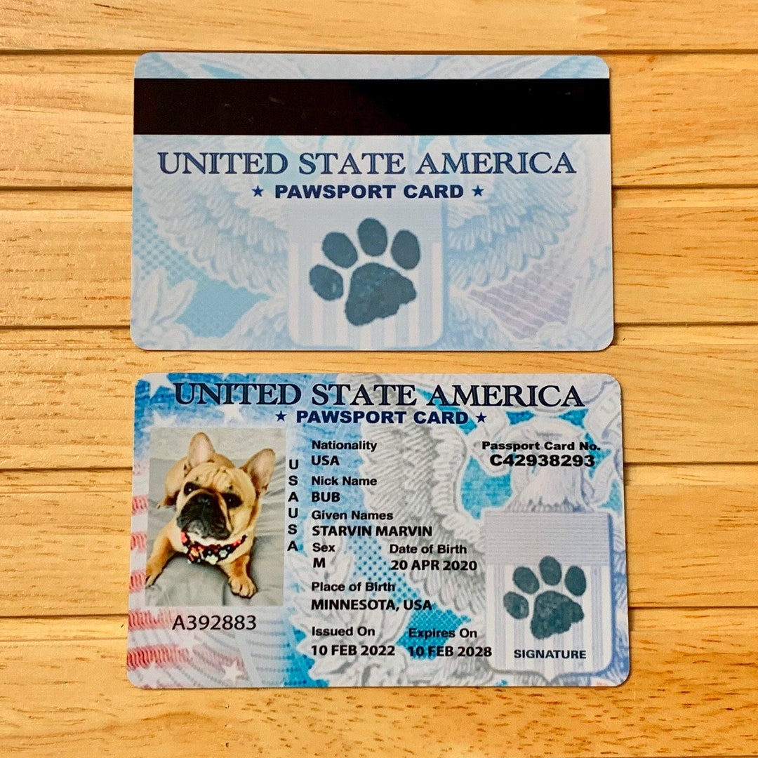 Pawsport Card for Your Pet - Novelty Card for Pet Lovers - Pet Passport ...