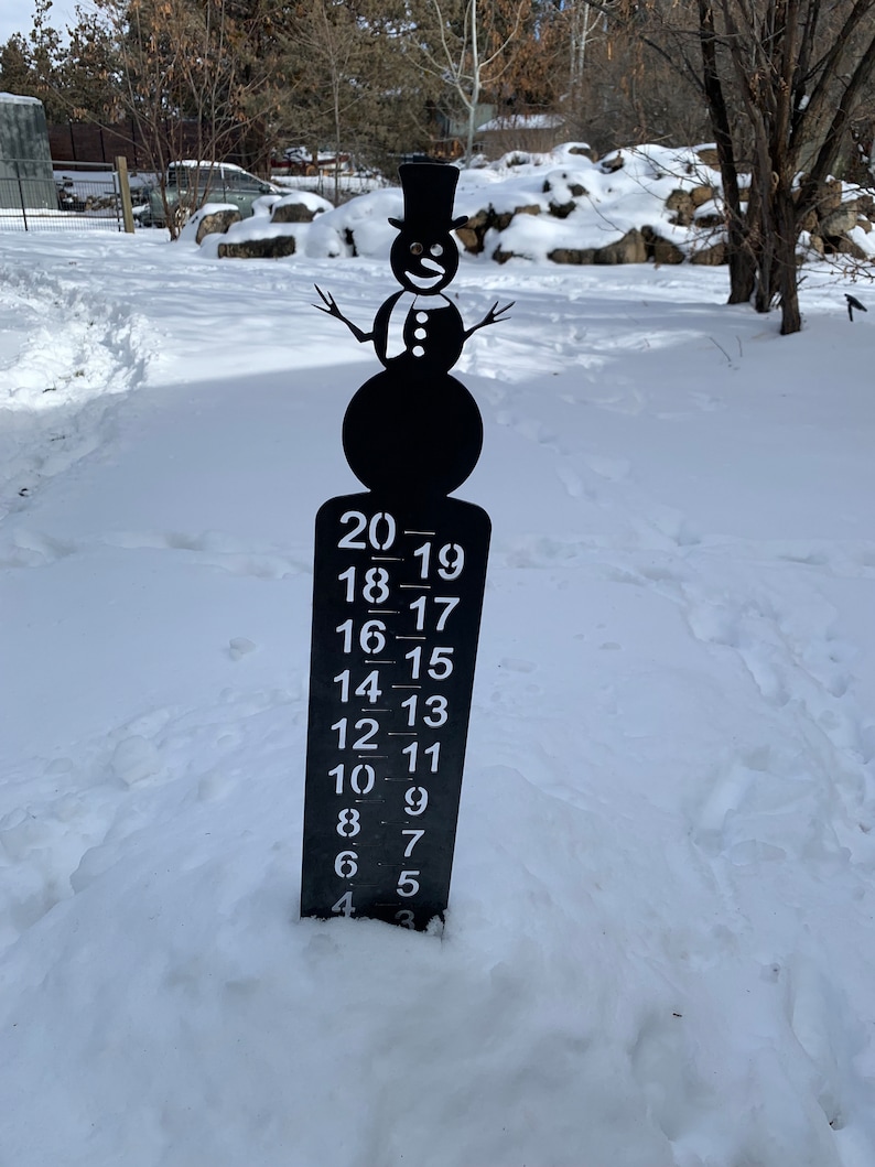 Snow Depth Gauge | Winter Snow Stake | Metal Art | Yard Art | Snowman ...