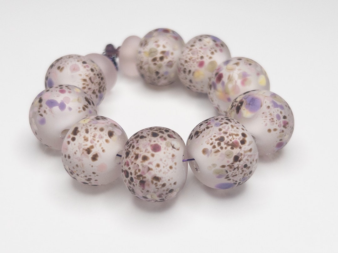 Etched Peruvian Violet Romantic Glass Frit Bead Set by Pendragonfyre - Etsy