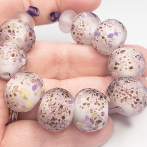 Etched Peruvian Violet Romantic Glass Frit Bead Set by Pendragonfyre - Etsy