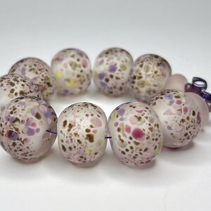Etched Peruvian Violet Romantic Glass Frit Bead Set by Pendragonfyre - Etsy