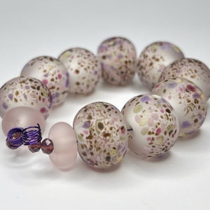 Etched Peruvian Violet Romantic Glass Frit Bead Set by Pendragonfyre - Etsy