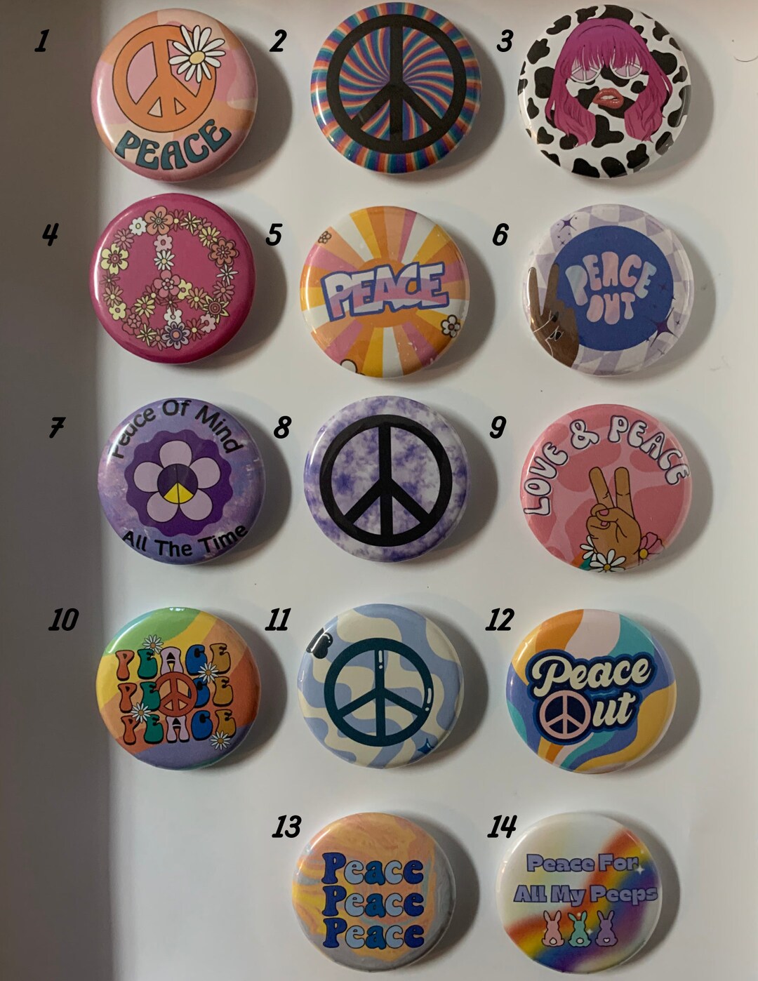 Peace Sign Button Pins - Etsy