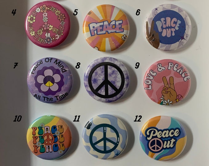 Peace Sign Button Pins - Etsy