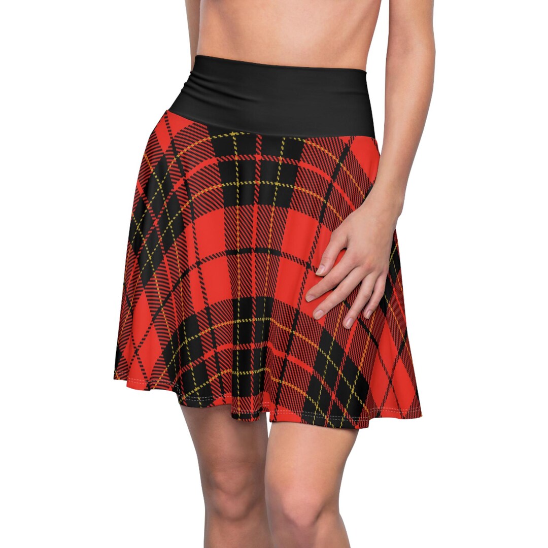 Plaid Tartan Mini Circle Skirt, Flowy Rockabilly Skater Skirt, Grunge ...