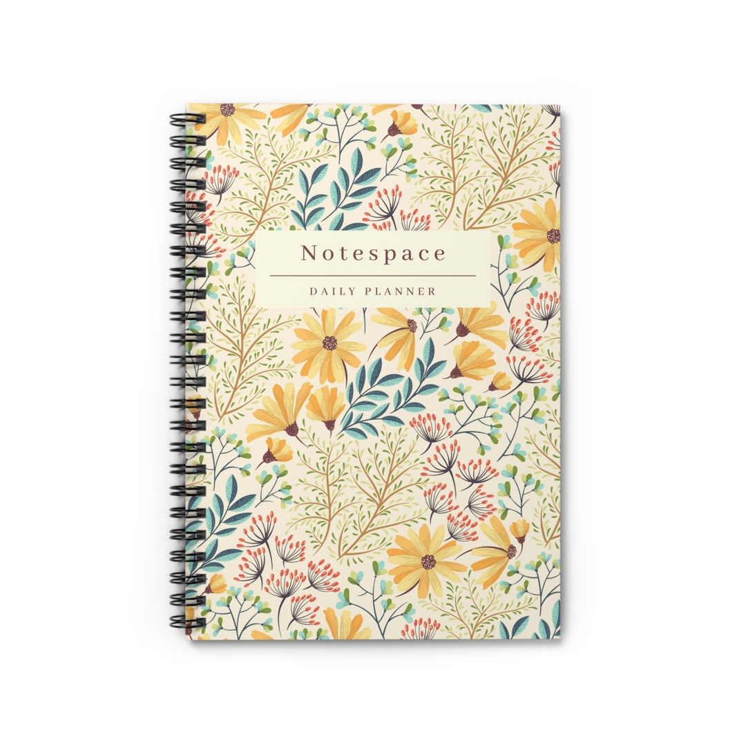 Aesthetic Notebook Cover: Diary Flower Themed Hardcover Spiral Notebook ...