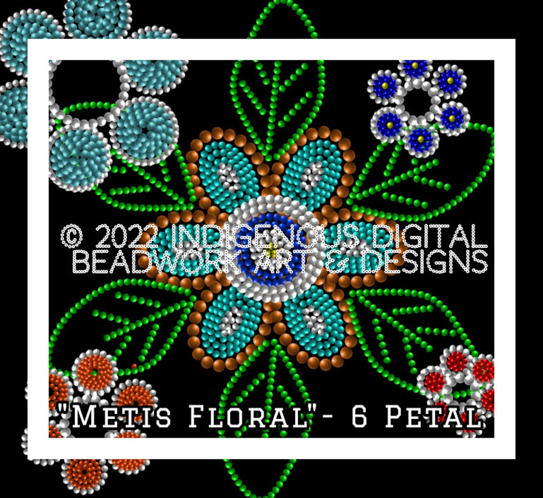 Metis Floral 6 Petal Indigenous Digital Beadwork Art - Etsy