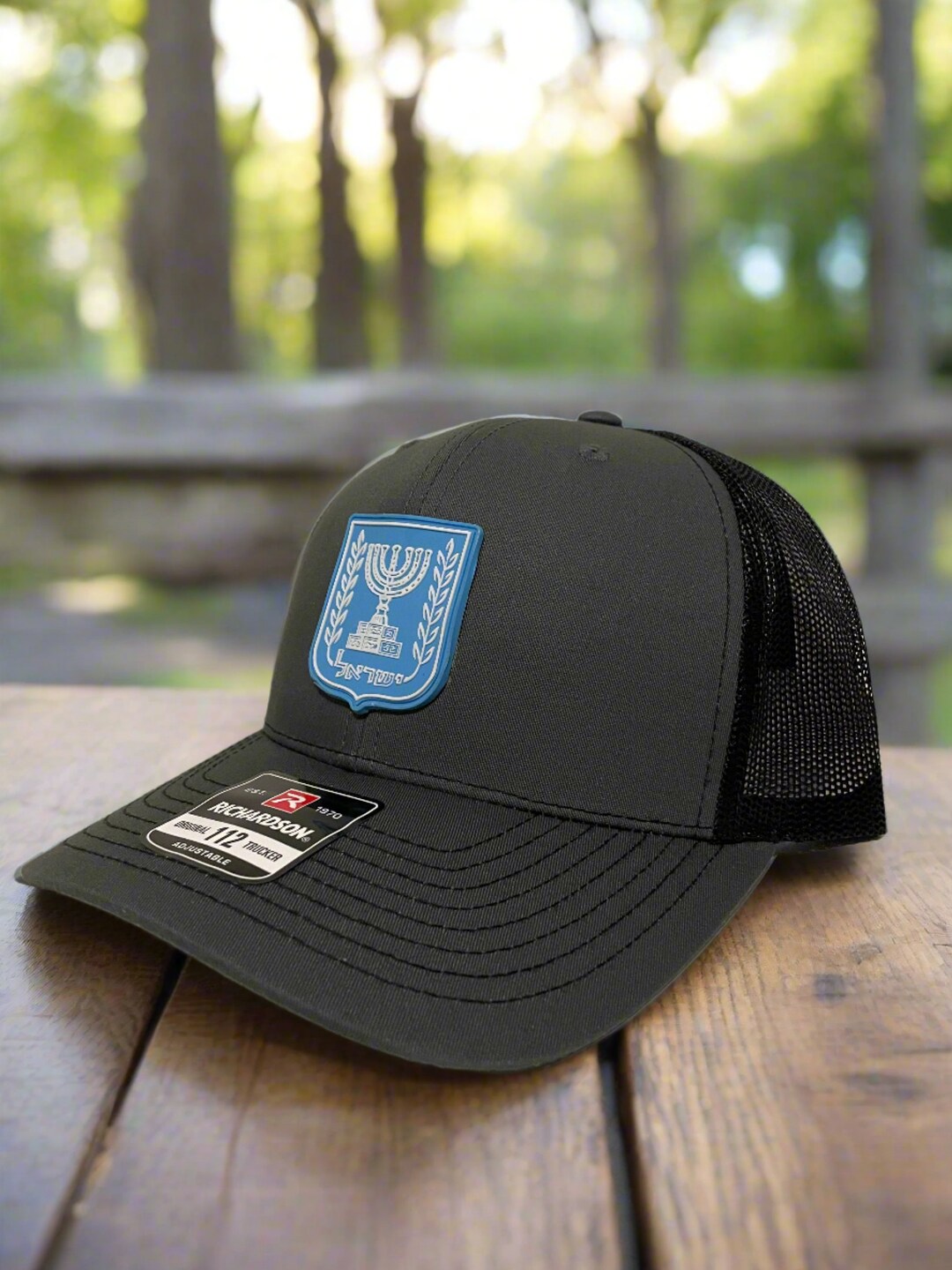 Israel Emblem Patch Hat Richardson 112 Mid Profile - Charcoal/black - Etsy
