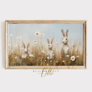 Frame TV Art Cute Bunnies in a Spring Wildflower Field, Easter Bunny ...
