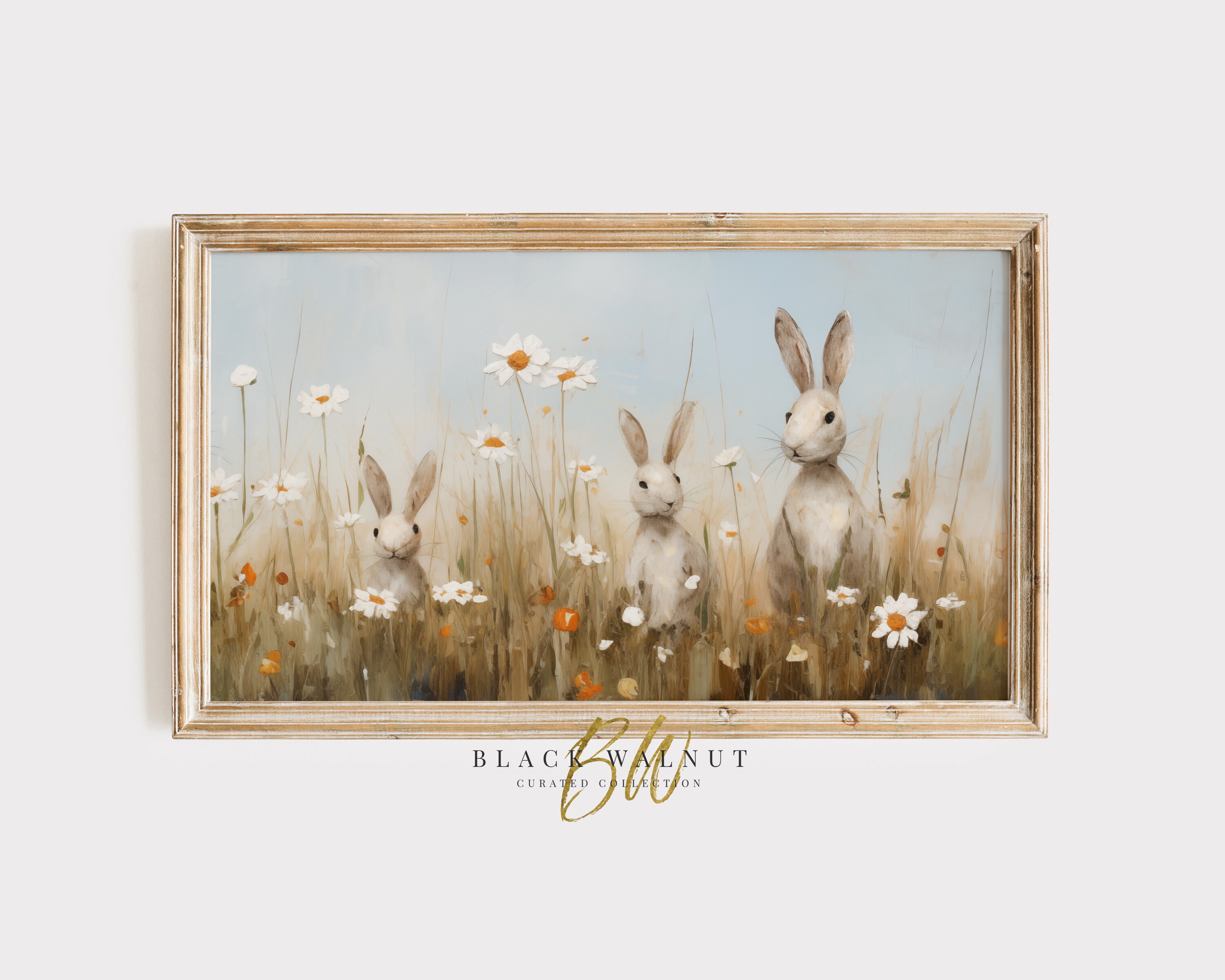 Frame TV Art Cute Bunnies in a Spring Wildflower Field, Easter Bunny ...