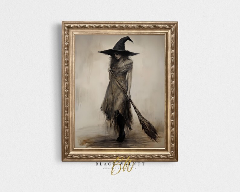 Halloween Witch Print, Printable Vintage Witchy Wall Art, Rustic ...