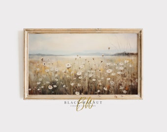 Samsung Frame TV Wildflower Art, Flower Meadow, Warm Tone Field ...
