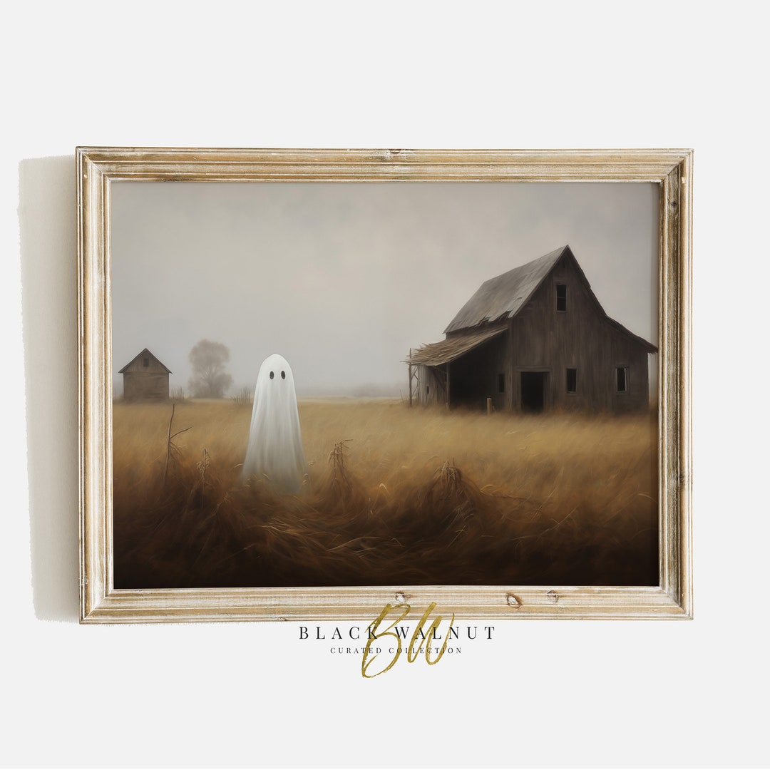 Ghost Wall Art Print, Halloween Moody Spooky Ghost in Fall Field ...