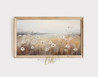 Samsung Frame TV Wildflower Art, Flower Meadow, Warm Tone Field ...