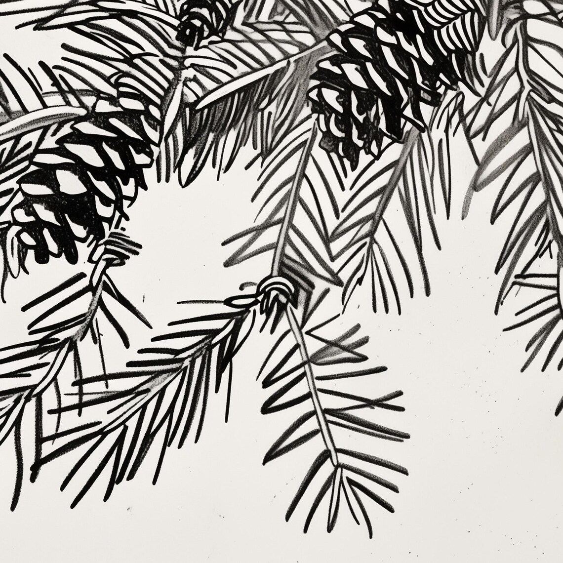 Winter Branch Sketch Printable Art, Neutral Christmas Farmhouse Decor ...