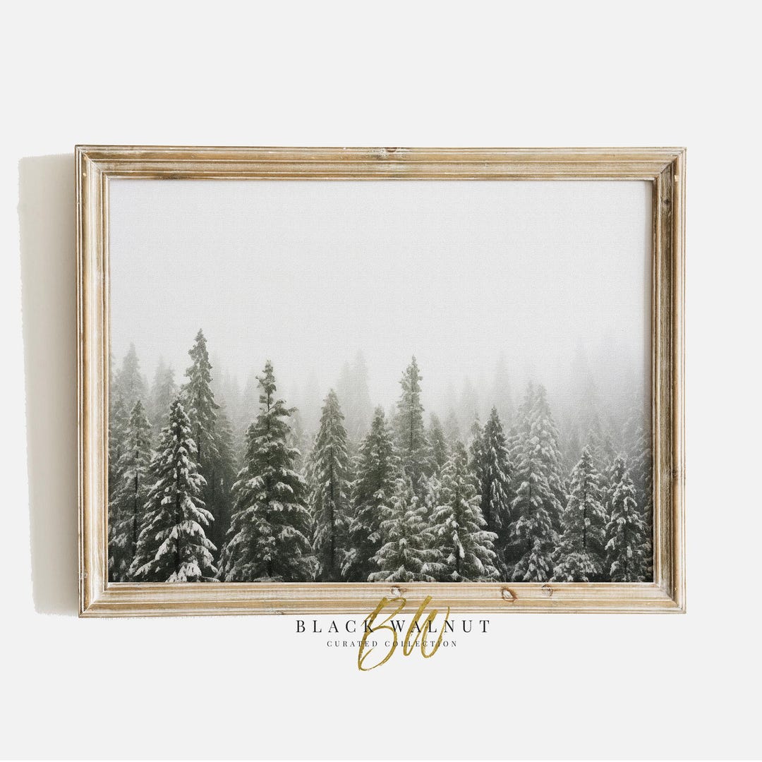 Winter Landscape Print, Snowy Forest Painting, Printable Christmas ...