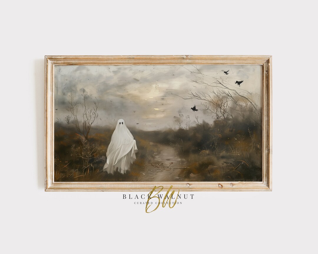 Ghost Frame TV Art Vintage Field Ghost With Crows Moody Meadow Painting ...
