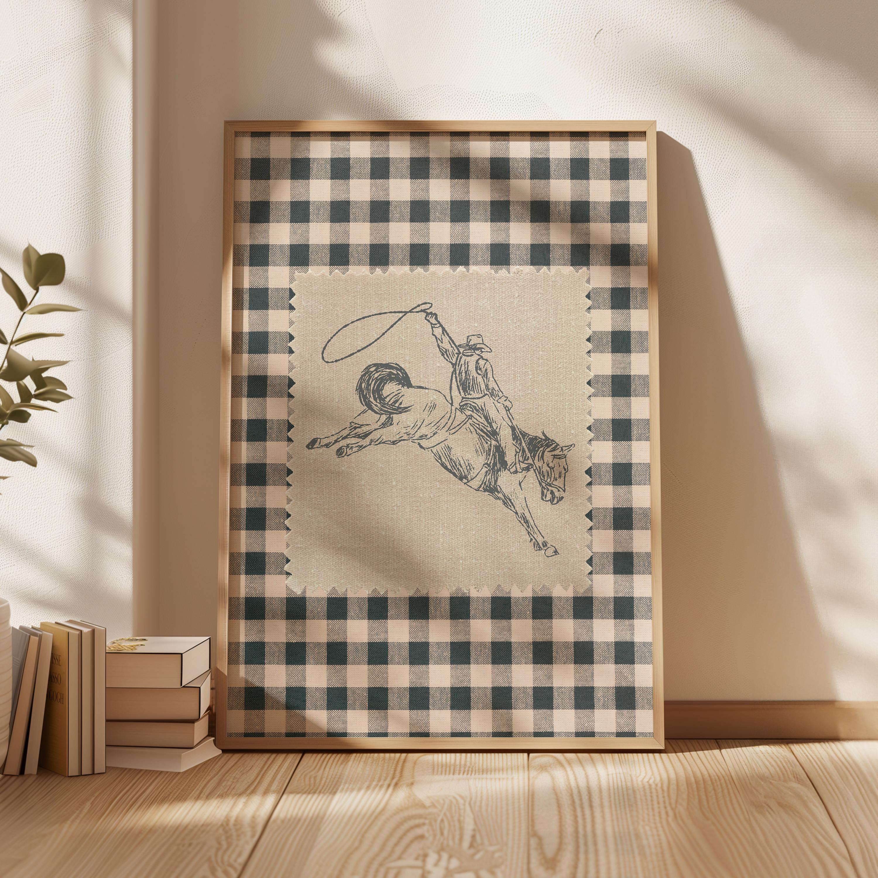 Rodeo Cowboy Print, Western Wall Art, Retro Aesthetic, Cottagecore ...
