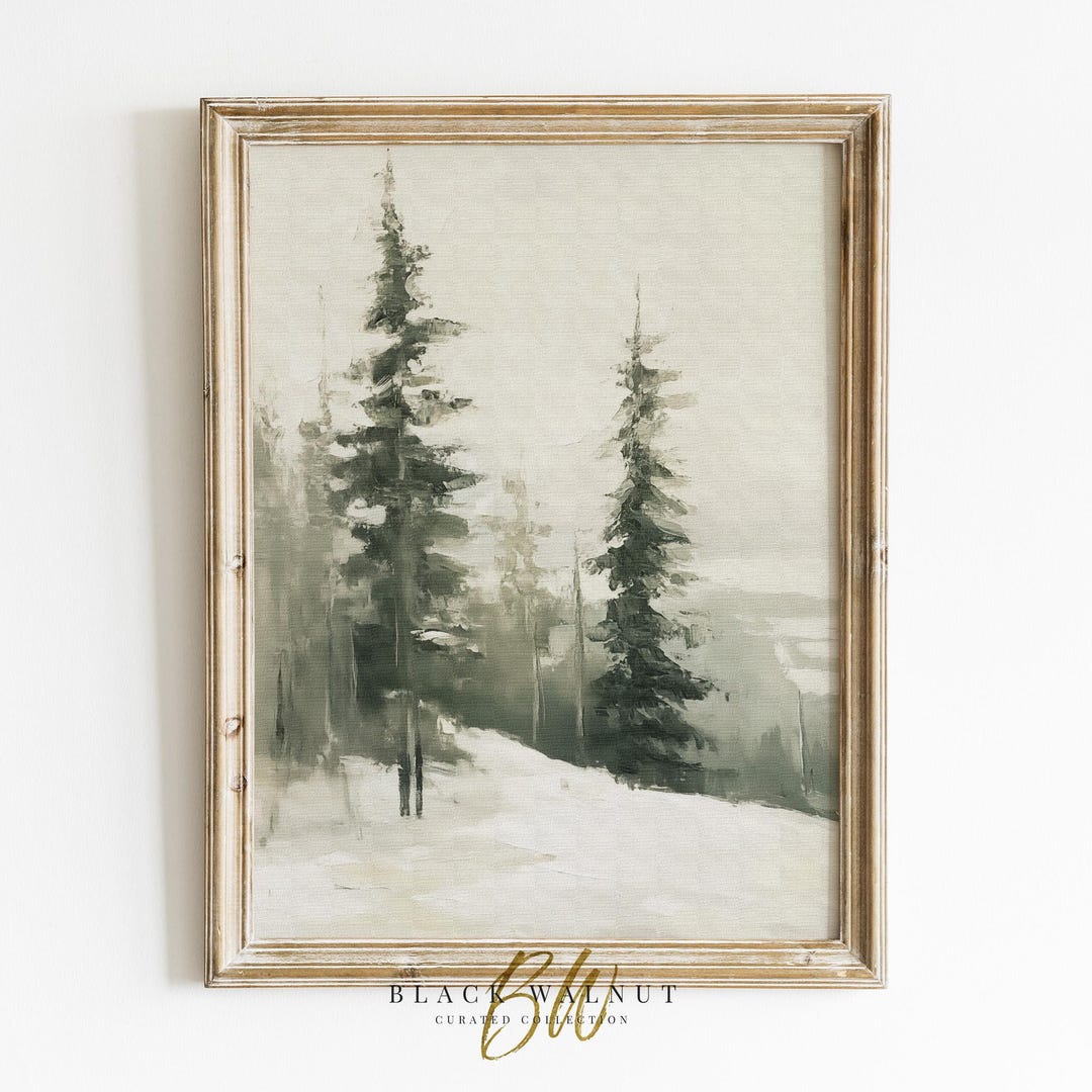 Printable Abstract Trees, Winter Trees Wall Art Print, Snow Covered ...