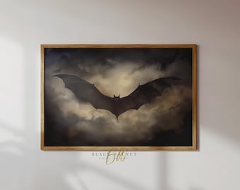 PRINTABLE Halloween Bat Wall Art, Halloween Art Print, Bat Art, Gothic ...