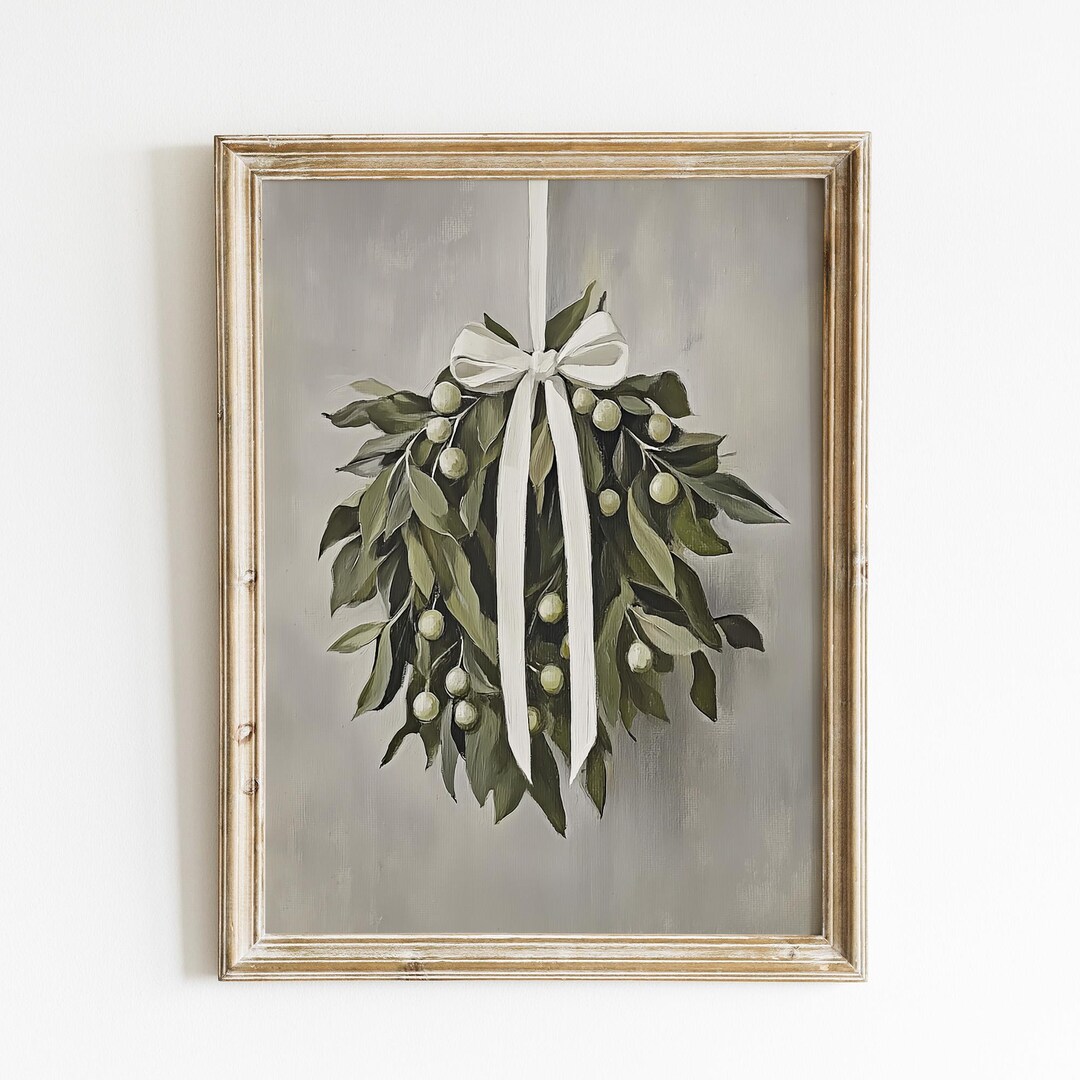 Mistletoe Printable Christmas Wall Art, Neutral Winter Print, Holiday ...