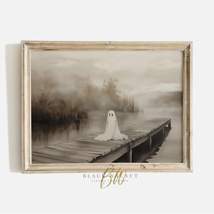 Vintage Ghost Painting, Moody Halloween Wall Art Print, Spooky Ghost on ...