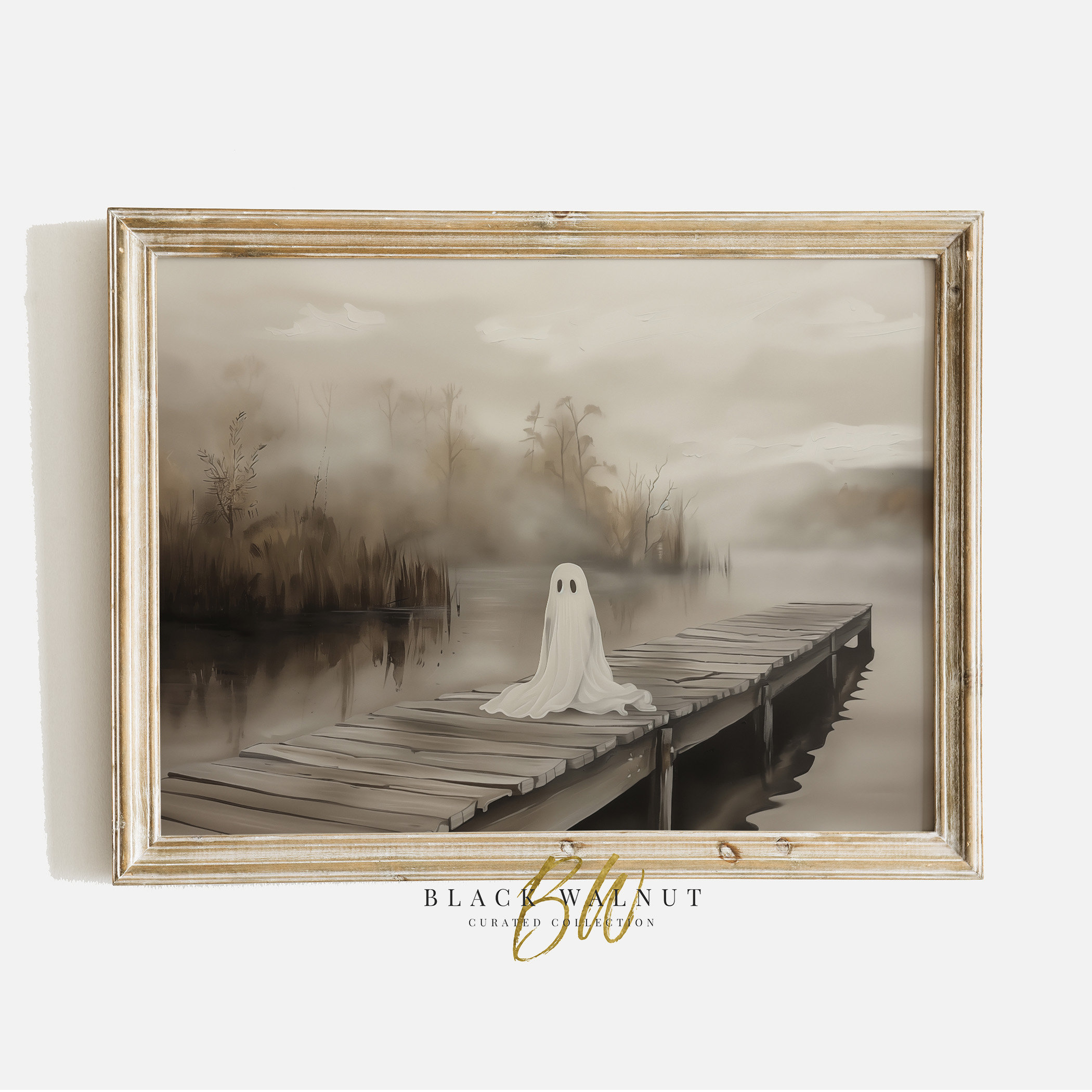 Vintage Ghost Painting, Moody Halloween Wall Art Print, Spooky Ghost on ...