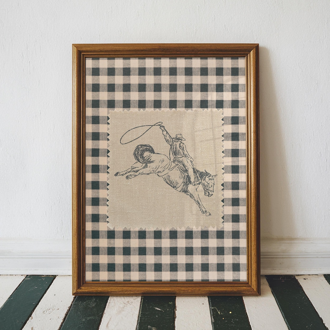 Rodeo Cowboy Print, Western Wall Art, Retro Aesthetic, Cottagecore ...